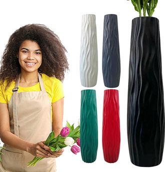 Generic Gro&szlig;e Bodenvase, dekorative Vase, strukturierte Bodenvase, Heimdekoration (schwarz)