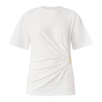 Pinko T-Shirt mit Drapierung und goldenem Detail - - Tops - Damen - Wei&szlig; - L