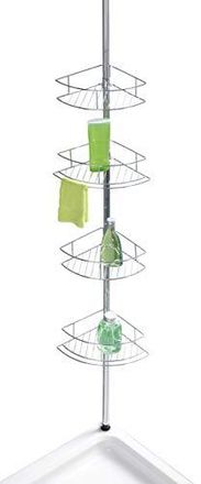 WENKO Etagère de Salle de Bain télescopique Dolcedo| 4 Paniers de Douche dangle | Fixation sans perçage par Torsion réglable en Hauteur jusquà 2,75m| Acier 