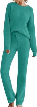 Generic Pijamas Femme Coton Pyjama Femmes Polaire Femme Chaude Avec Pull Manches Longues Et Pantalon De Pyjamas 2 Pi&egrave;ces Automne Hiver Chaud Pour Femme Sleepw