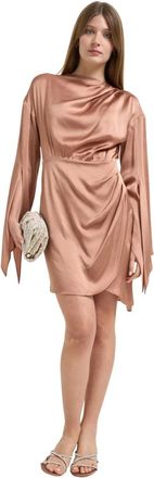 Semicouture Femme, Robes, Rose, Taille: 44 FR Mini-robe drap&eacute;e &agrave; manches &eacute;vas&eacute;es