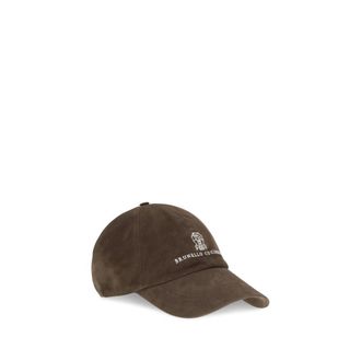 Brunello Cucinelli Mens Brown Calf Leather Bos Taurus Cap (baseball Hat)