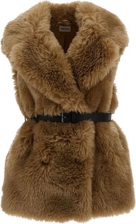 P.A.R.O.S.H. P.a.r.o.s.h. - Gilet Long en Fausse Fourrure - Femme - Vestes - Brun - Taille: 38 FR