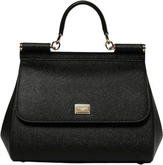 Dolce & Gabbana Femme, Sacs, Noir, Taille: ONE Size Structured Top Handle Handbag