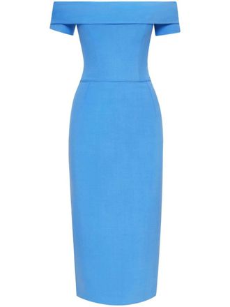 Oscar De La Renta robe courte &agrave; &eacute;paules d&eacute;nud&eacute;es - Bleu