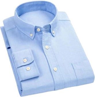 Generic Chemise Oxford &agrave; manches longues pour homme, coupe ajust&eacute;e, unie, chemise de bureau douce boutonn&eacute;e, 18-207, 5XL