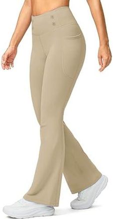 Generic Pantalon de yoga pour femme - Pantalon long &eacute;vas&eacute; pour femme - &Eacute;l&eacute;gant - Taille haute - Contr&ocirc;le du ventre - Pantalon de yoga - Pantalon de yoga - Pan