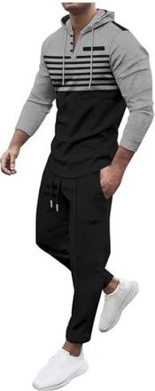Generic Ensemble Homme Automne Hiver Surv&ecirc;tement Jogging Bouton Sweats &Agrave; Capuche Slim Pantalon Doux 2 Pi&egrave;ces Track Suit Combinaison Sport Tenue Couleur Unie S