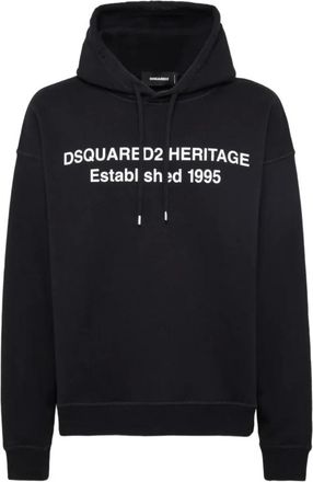 Dsquared2 Homme, Sweatshirts et sweats &agrave; capuche, Noir, Taille: L Relax Fit Heritage Sweat &agrave; capuche