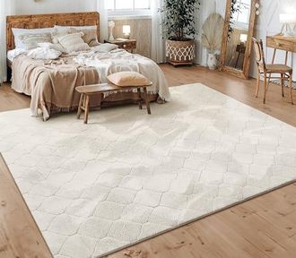 Paco Home Tapis Salon Chambre Adulte Poils Ras Motif Scandinave Motif Boho Motif Geometrique, Dimension:60x100 cm, Couleur:Crème 2