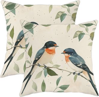 Generic Herbstschwalbenvogel Kissenh&uuml;llen Komfort Sofakissenbezug Modern Kissenh&uuml;lle F&uuml;r Schlafzimmer B&uuml;ro Bett 45X45Cm 2Er Set
