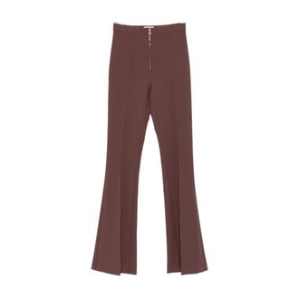 Elisabetta Franchi Femme, Pantalons, Brun, Taille: 42 FR Pantalon Marron Ajust&eacute; pour Femme