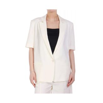 Patrizia Pepe Femme, Vestes, Beige, Taille: 38 FR Veste fluide &agrave; manches courtes