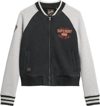 Superdry Damen College Bomberjacke aus Jersey mit Schriftzug-Grafik Schwarz 40