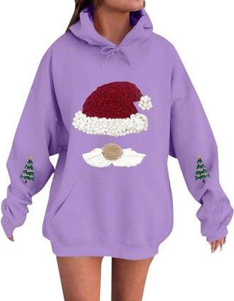 Generico Sweat &agrave; capuche pour femme &agrave; capuche en molleton dautomne dhiver &agrave; manches longues en coton renne confortable hoodie sweatshirt classique surdimension