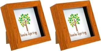 Nicola Spring 3D-Schattenbox-Fotorahmen - 10 x 10 cm (4 x 4 Zoll) - 2er-Pack - 3D-Fotorahmen aus dunklem Holz, kleine quadratische Vitrine f&uuml;r Kunsthandwerk, Andenk