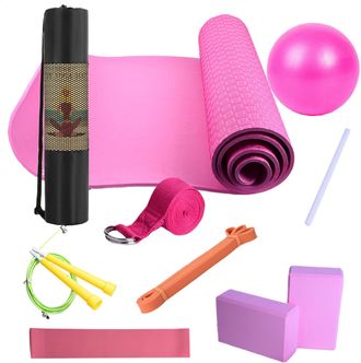 Generico Etabliert f&uuml;r Anf&auml;nger, Yoga-Set f&uuml;r Anf&auml;nger, Yogamatte mit Transport, Fitnessger&auml;t f&uuml;r Frauen und M&auml;nner, inklusive Widerstandsband aus Latex, Stret