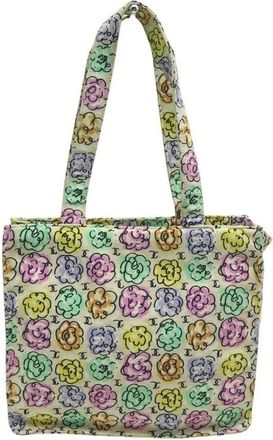 Chanel Crossbody Bags - VINTAGE CHANEL CANVAS SHOPPER MIT CAMELIA-MOTIVEN - Gr. unisize - in Bunt - f&uuml;r Damen