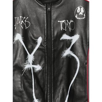 adidas Graffiti Panelled Leather Jacket - Black