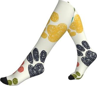Generic Chaussettes De Contention Adorable Empreinte De Patte De Chien Colorée Chaussettes De Sport Décontractées Durable Chaussette De Football, Pour Lété, G