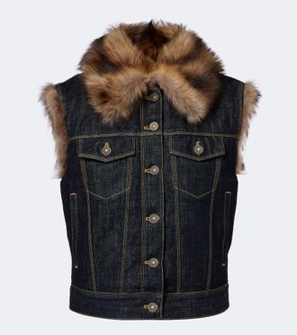Fendi Gilet en denim et shearling