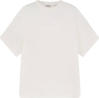 Burberry Homme, Tops, Blanc, Taille: L Check Label Cotton T-shirt