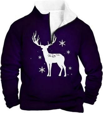 Generic Pull imprimé 2025 col haut demi-fermeture éclair doublé polaire sweat à capuche thermique hiver chaud décontracté streetwear doux confortable athlétiq