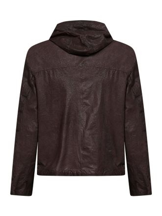 Salvatore Santoro Mens Hooded Jacket Coffee Crinkled Leather Brown Ovine Bomber