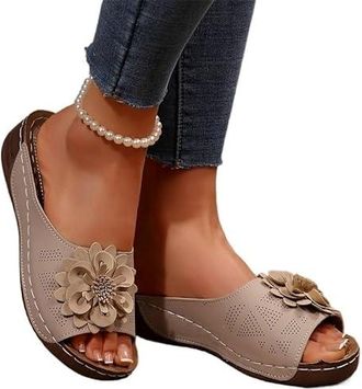 Generic Sandales Femmes, Sandale Femme Confortable Chaussures for femmes, sandales dété rétro, chaussures à enfiler, compensées, antidérapantes, pantoufles(Be