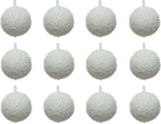 Decoris Weihnachtskugeln Kunststoff 8cm x 12 Stück EIS Glitzer bruchsicher Christbaumkugeln weiß