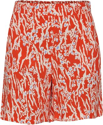 Ichi IHVERA SHO4 Damen Chino Shorts Bermuda Kurze Hose Loose-Fit Gemustert, Größe:38, Farbe:Mandarin Red (171562)