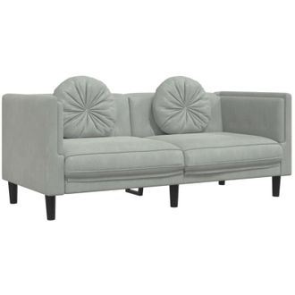 vidaXL Sofa mit Kissen 2-Sitzer Hellgrau Samt - Vidaxl
