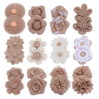 Healifty Lot de Roses rustiques en Toile de Jute Naturelle avec noeuds pour d&eacute;coration de Mariage