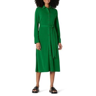 Amazon Essentials Robe Mi-Longue en Jersey Mat Coupe Classique Femme, Vert Émeraude, L
