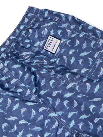 Fedeli Kids Graphic-Print Drawstring-Waistband Swim Shorts Ss24 B