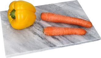MamboCat Marmor-Schneidebrett 29 x 21 cm I wei&szlig;-grau I Naturmarmor I Servierplatte & Tisch Untersetzer I Deko Brett I rutschfestes K&uuml;chenbrett f&uuml;r Schneiden & 