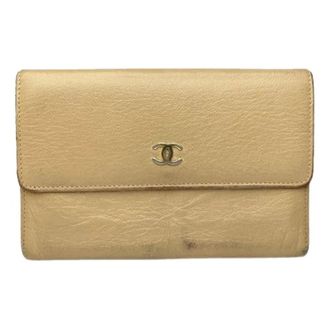 Chanel Portefeuille en cuir Pre-owned - Femme - Pre-owned - Beige - Taille: ONE Size