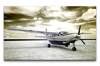 Paul Sinus Art Bilder XXL Vintage Flugzeug 120x70cm Wandbild auf Leinwand