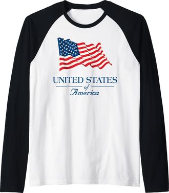 Trendy Apparel United States of America Flag Waving In Wind Raglan