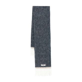 Jacquemus Fringed Schal mit roten N&auml;hten - - Accessories - Herren - Blau - ONE SIZE