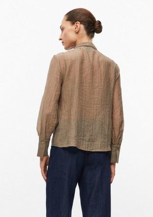 s.Oliver Langarmbluse Bluse Bluse mit Schluppen-Kragen und transparenter Optik