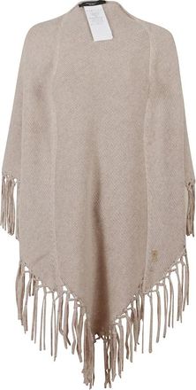 Max Mara Femme, Vestes, Brun, Taille: ONE Size Châle en laine avec franges