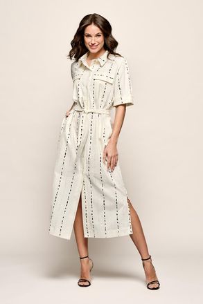 Mart Visser Logan-Kleid mit Print, Off-White/Schwarz