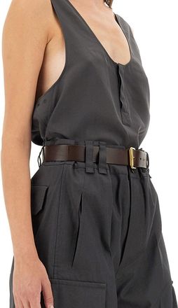Saint Laurent Silk Henley Tank Top - Gray