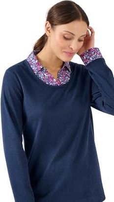 Damart T-Shirt Effet 2 en 1 Maille Chaude Femme Bleu Chin&eacute; Taille 34/36