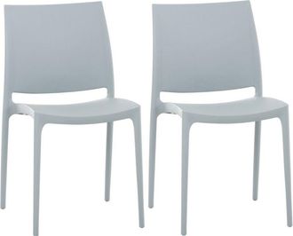 Clp Lot de 2 chaises de jardin empilables Maya en plastique Gris clair