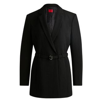 HUGO BOSS Femme, Vestes, Noir, Taille: 38 FR Blazer Moderne avec Fermeture &agrave; Ceinture