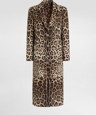 Dolce & Gabbana Mantel Aus Brokat, Einreihig, Mit Schmuckkn&ouml;pfen In Leo-print - Frau M&auml;ntel Und Jacken Animalprint 36
