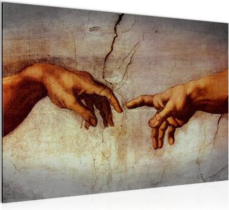 Runa Art Bild Creation of Adam Michelangelo Modern Wandbilder Wohnzimmer Schlafzimmer 1 Teilig - Made In Germany - Hände Erschaffung Adams Flur 700115a