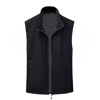 Generic Gilet Softshell fin &agrave; col montant pour homme, couleur unie, minimaliste, s&eacute;chage rapide, gilets l&eacute;gers et respirants, imperm&eacute;ables et amples avec poch